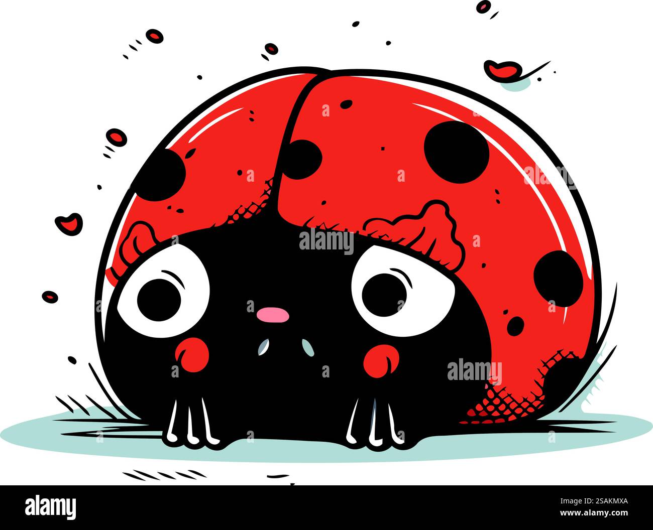 Cartoon ladybug with sad eyes. Vector illustration on white background ...