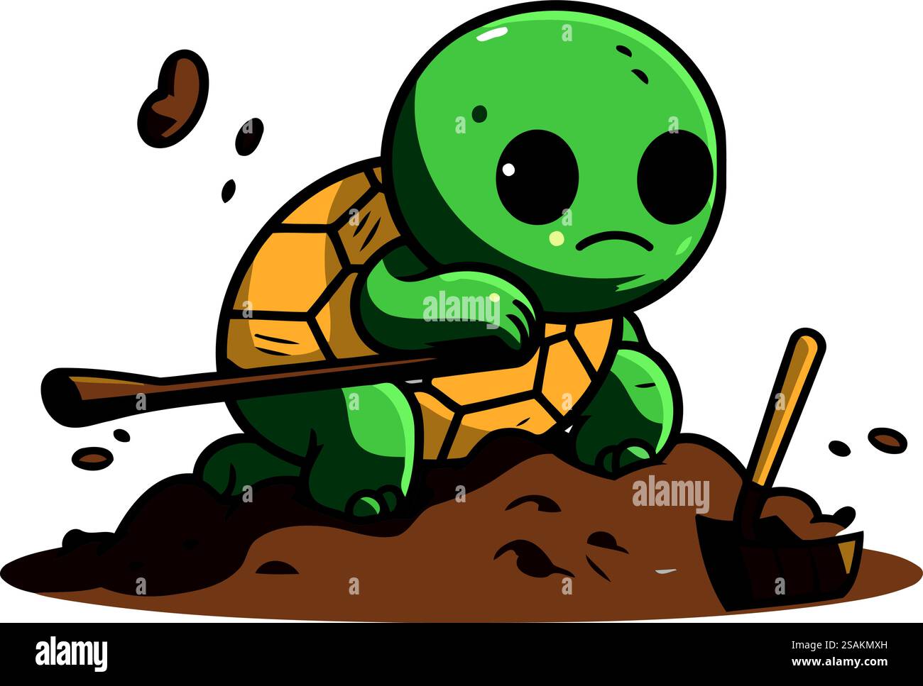 Turtle digging a hole in the ground. cartoon vector illustration Stock ...