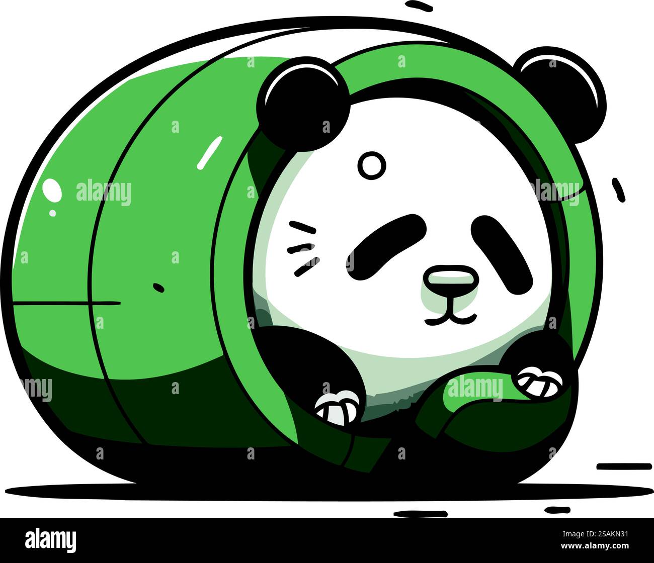 Cute cartoon panda sleeping on a barrel. Vector illustration Stock ...