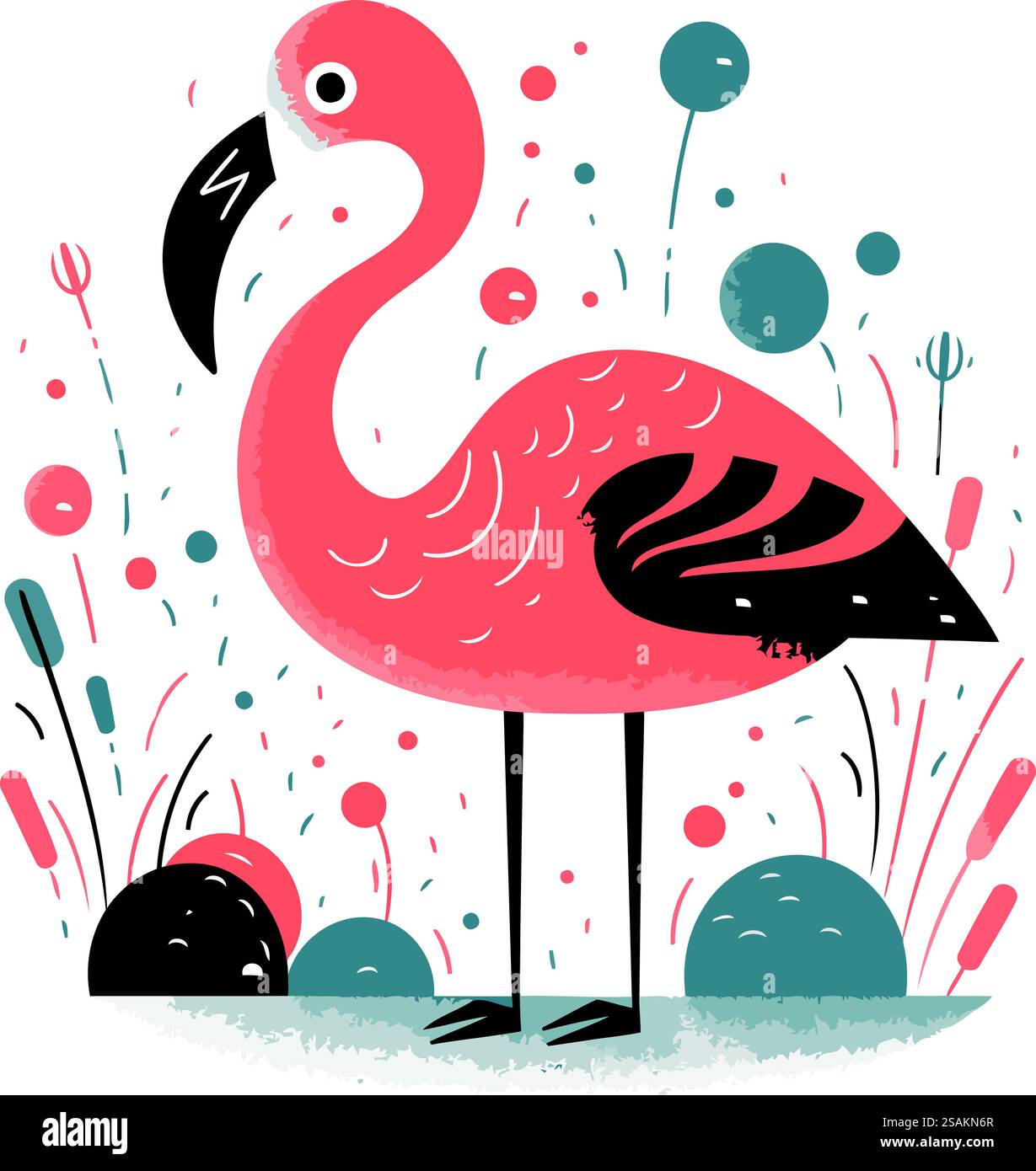 Flamingo vector illustration. Cute cartoon flamingo character Stock ...