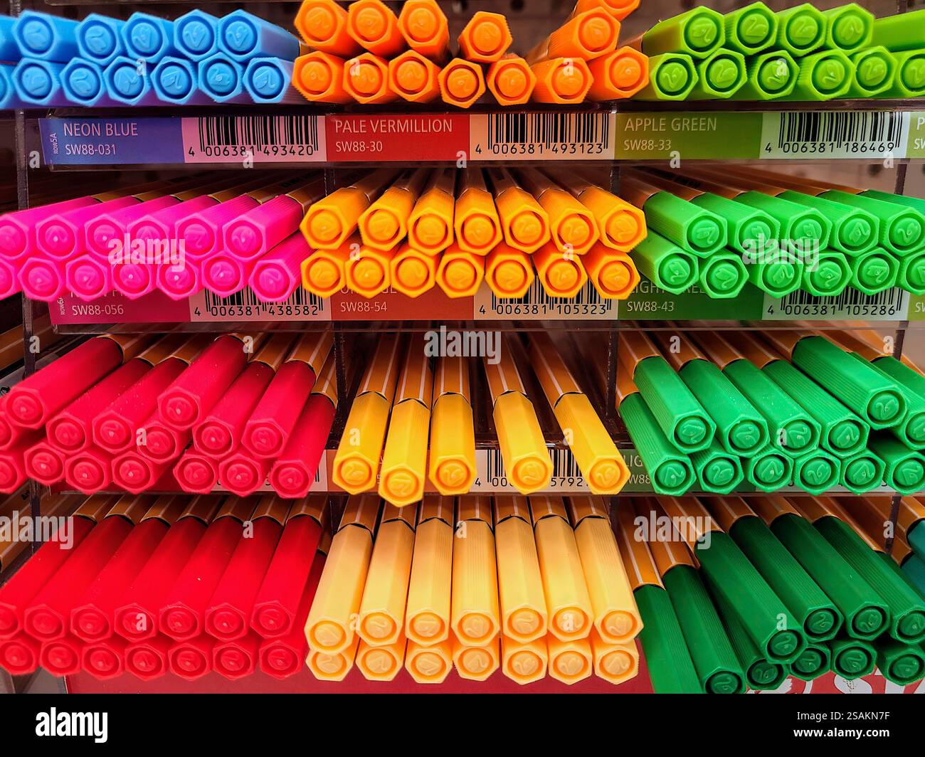 Colorful Marker Display in Art Store Eye-Level Perspective Stock Photo ...