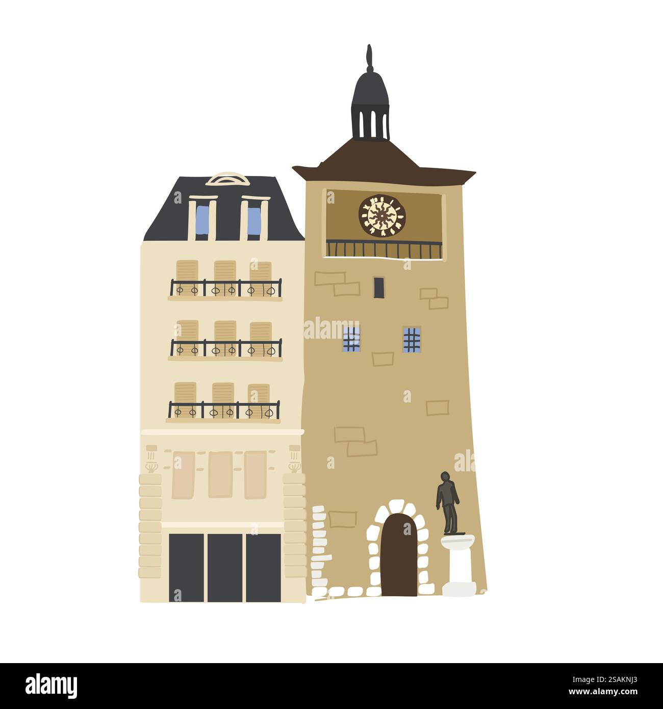 Hand drawn cute landmarks in Flat Style, Famous Place and Historical ...