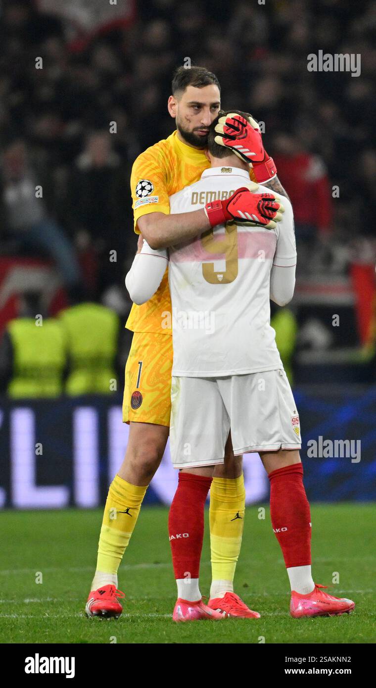 Stuttgart, Deutschland. 29th Jan, 2025. nach Spielende: Gestik Geste Torwart Gianuigi Donnarumma ...
