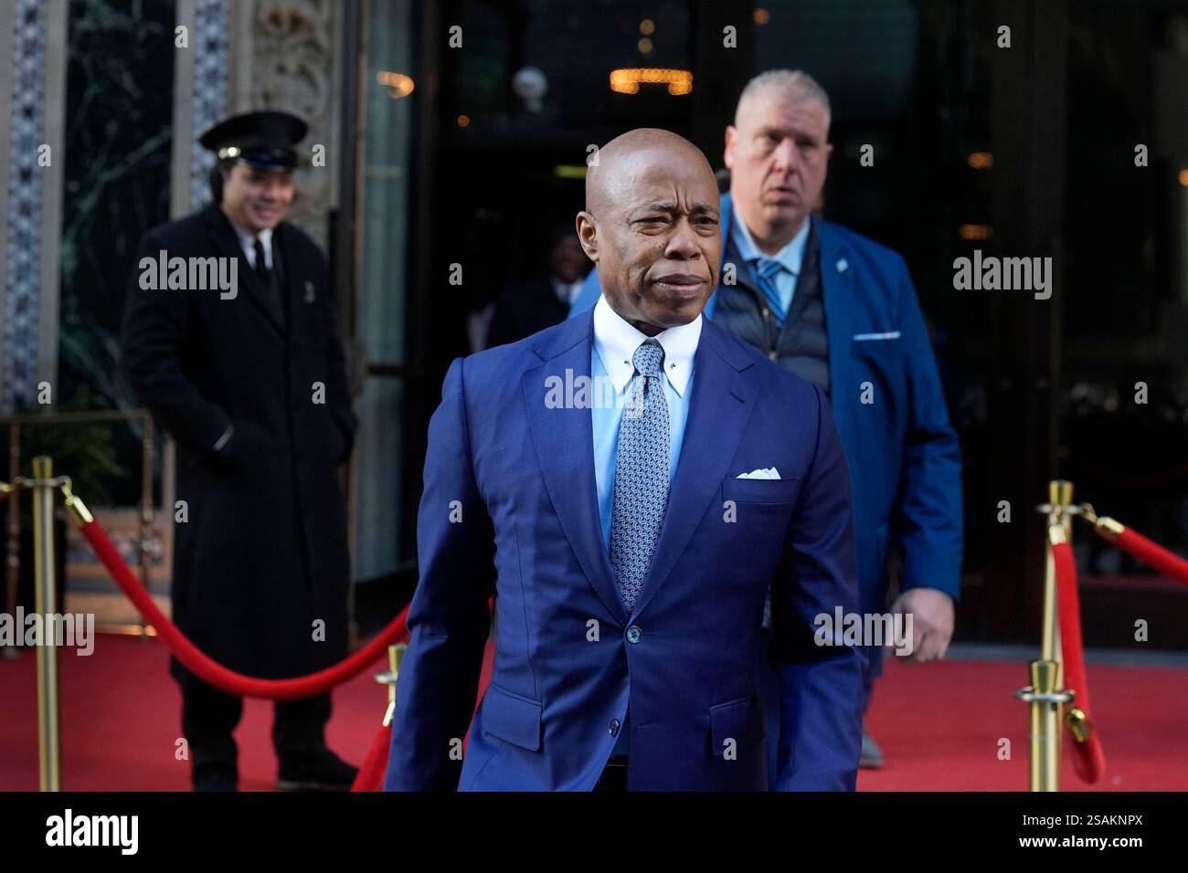 New York City mayor Eric Adams leaves an event in New York, Thursday ...