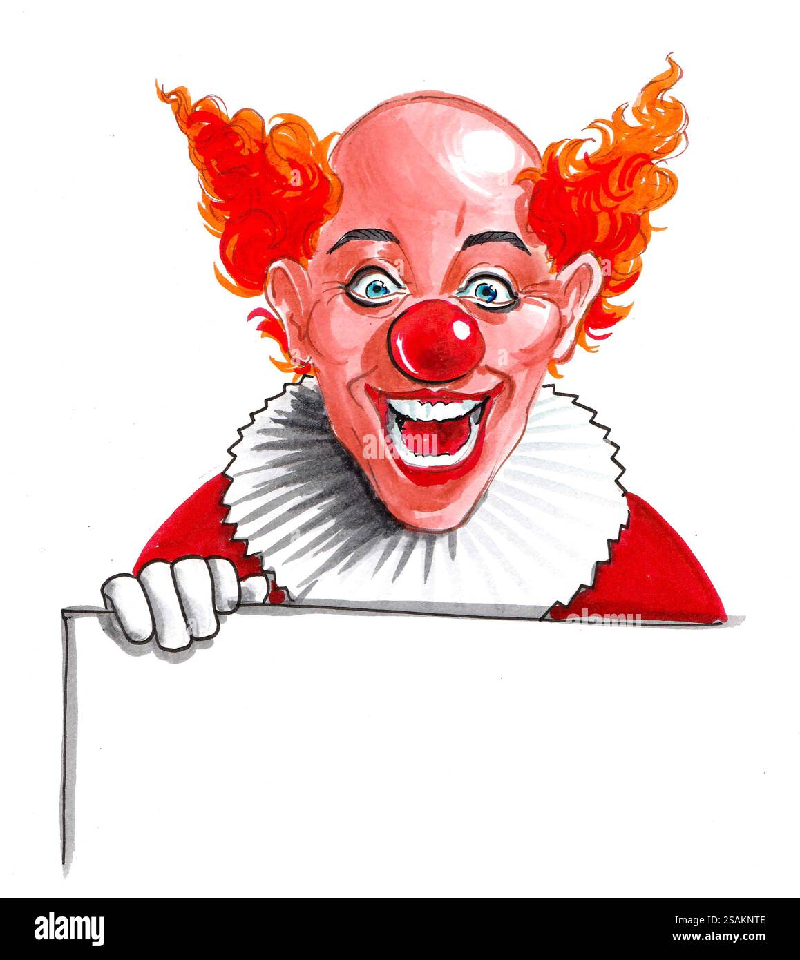 Happy clown face. Hand drawn watercolour illustration Stock Photo - Alamy