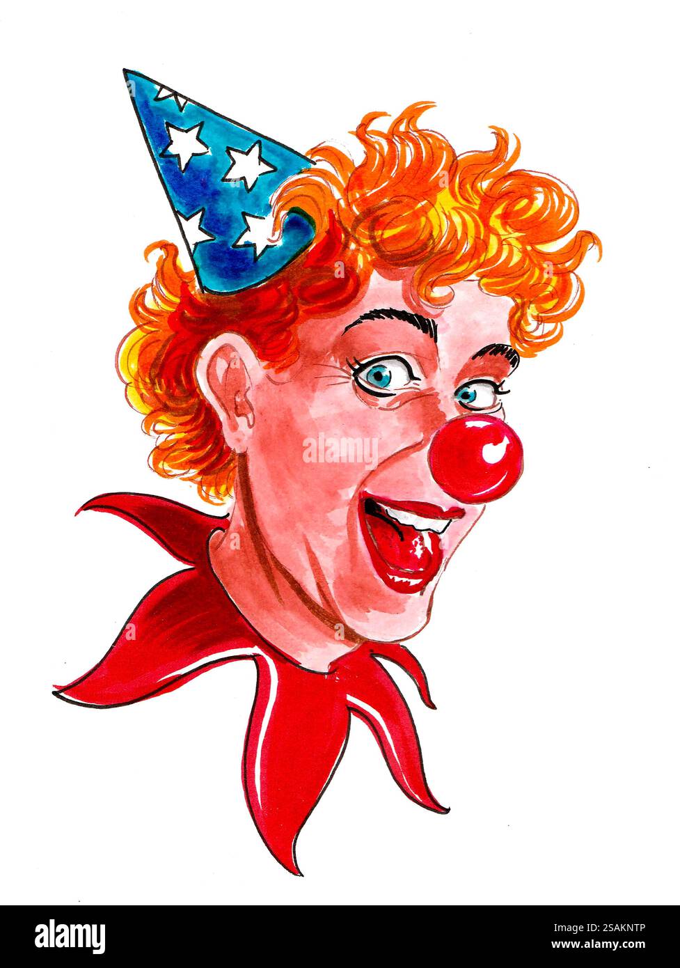 Happy clown face. Hand drawn watercolour illustration Stock Photo - Alamy