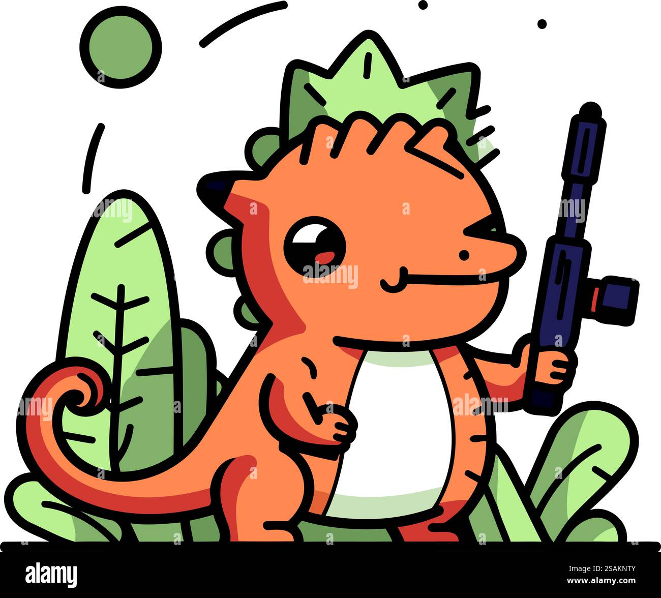 Cute dinosaur with a gun in his hand. Vector illustration Stock Vector ...