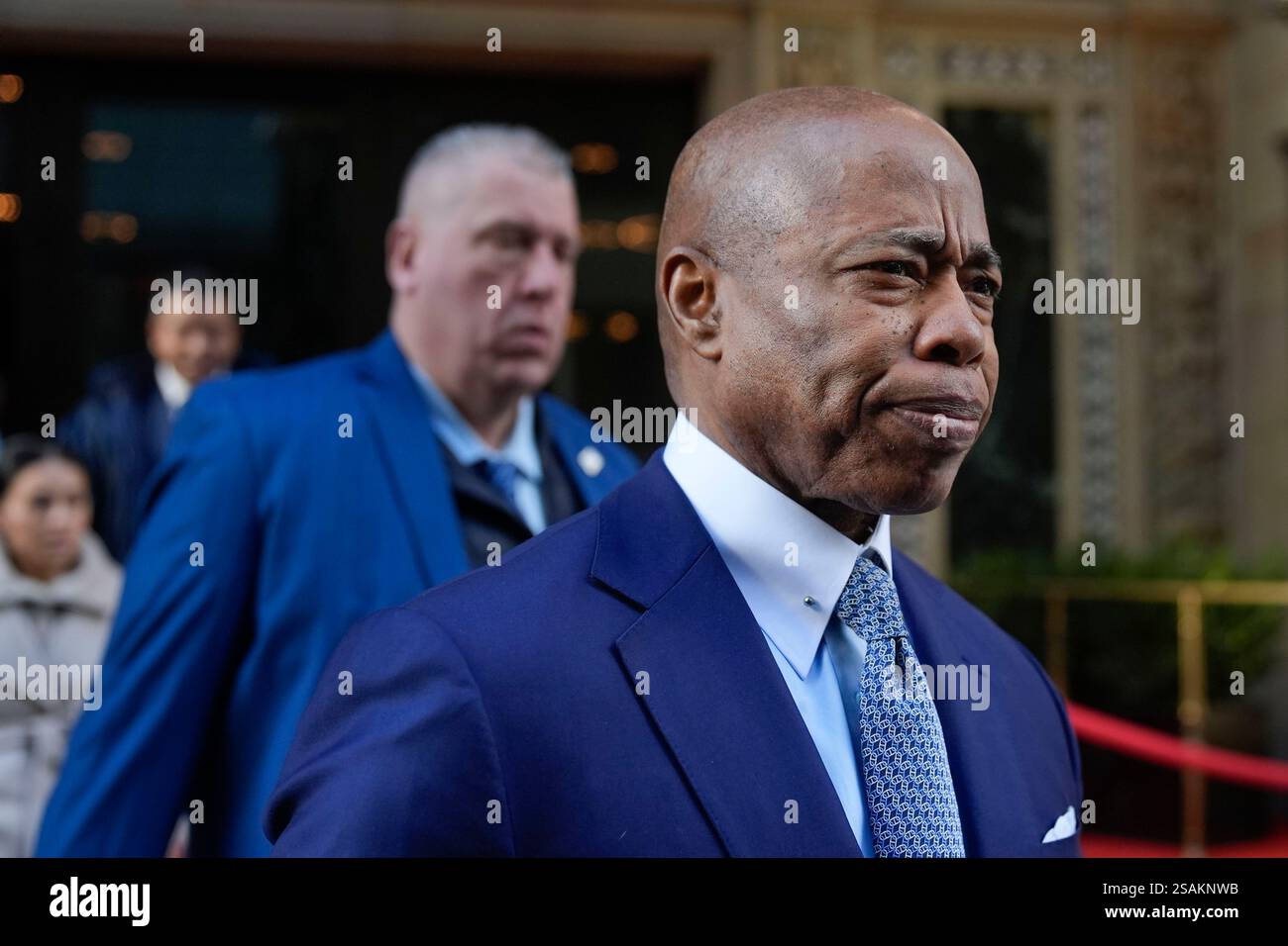 New York City mayor Eric Adams leaves an event in New York, Thursday ...