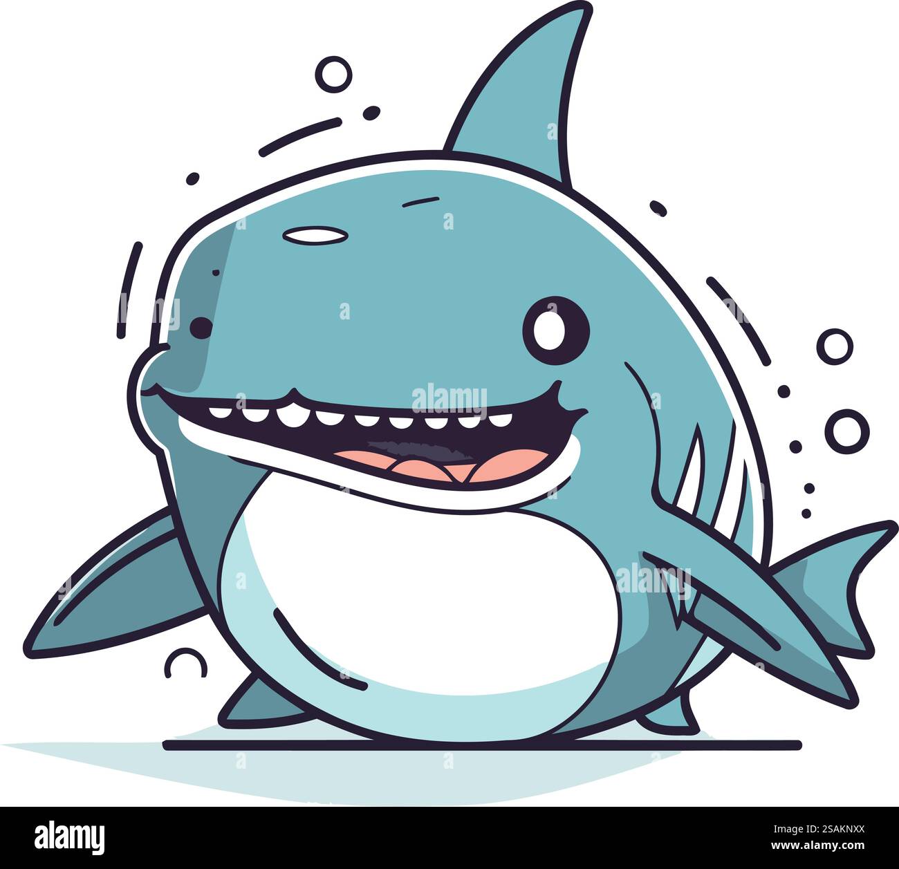Cute cartoon smiling shark. Vector illustration. Isolated on white ...