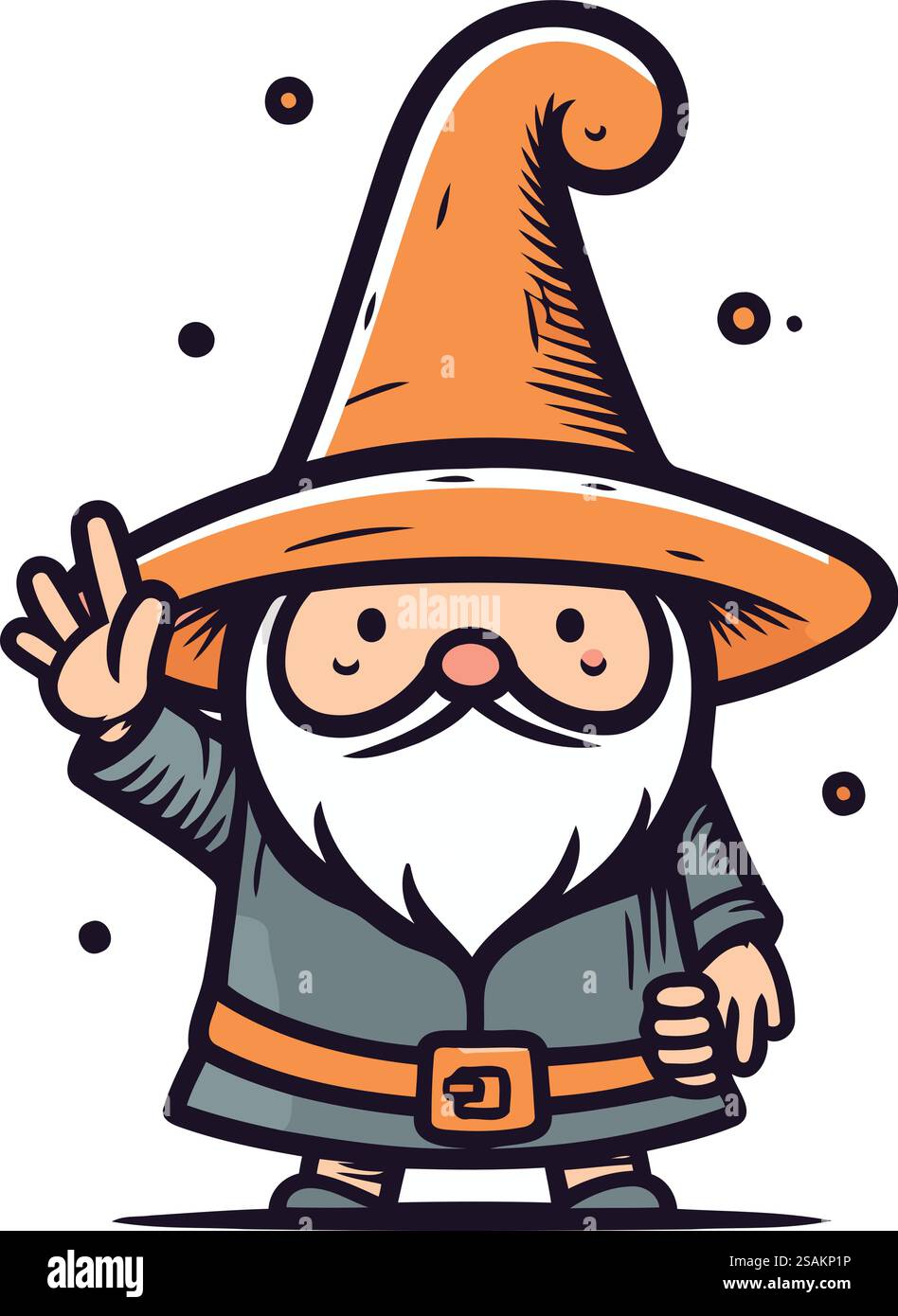 Cartoon vector illustration of a cute wizard in a hat and cloak Stock ...