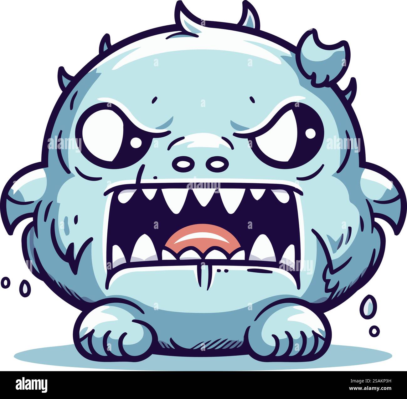 Angry cartoon monster. Vector illustration. Isolated on white ...