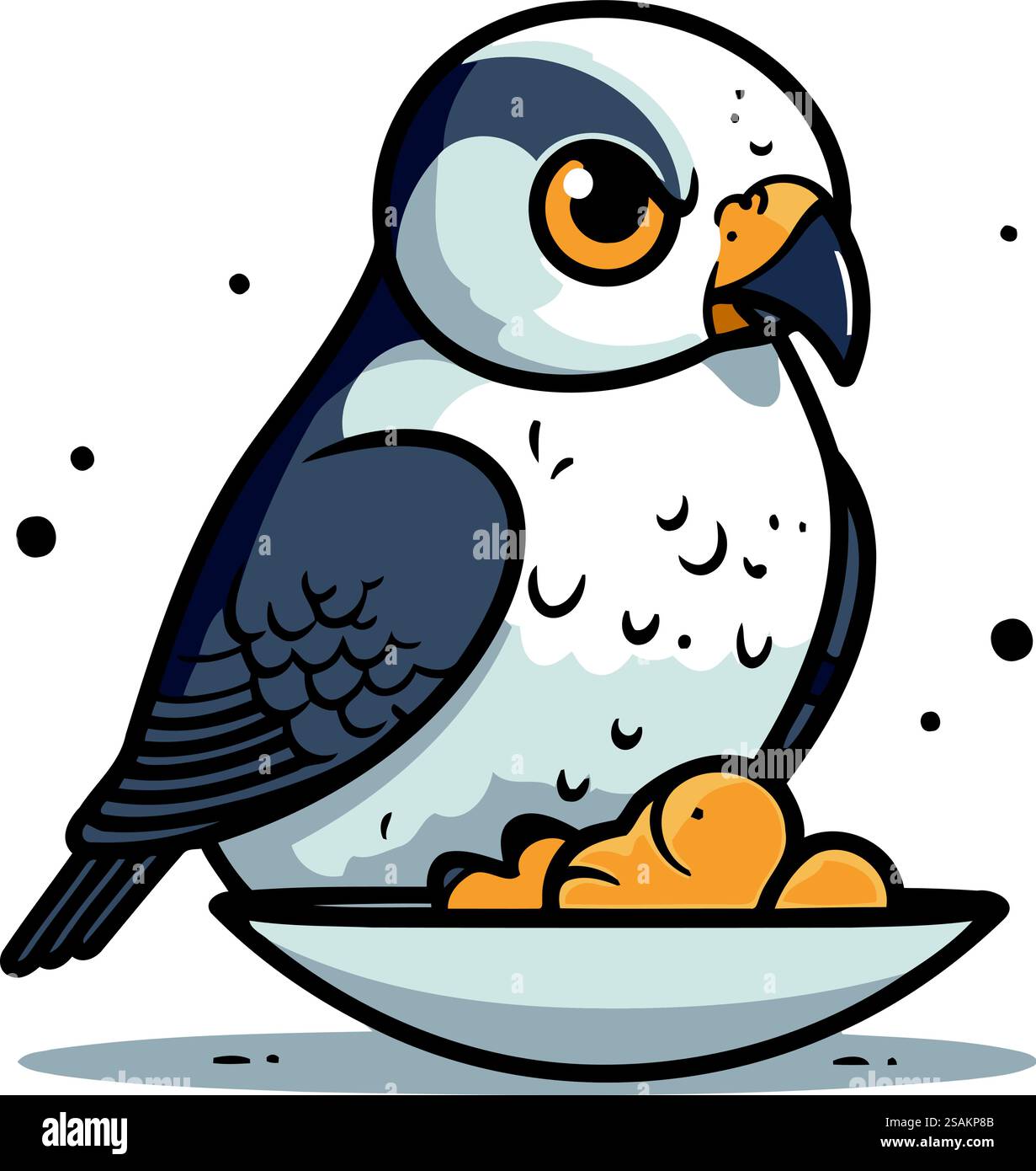 Illustration of a Cute Grey Pigeon Eating Peanuts Stock Vector Image ...