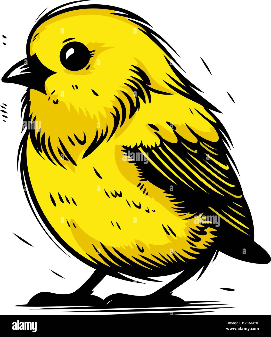 Illustration of a small yellow bird on a white background. vector Stock ...