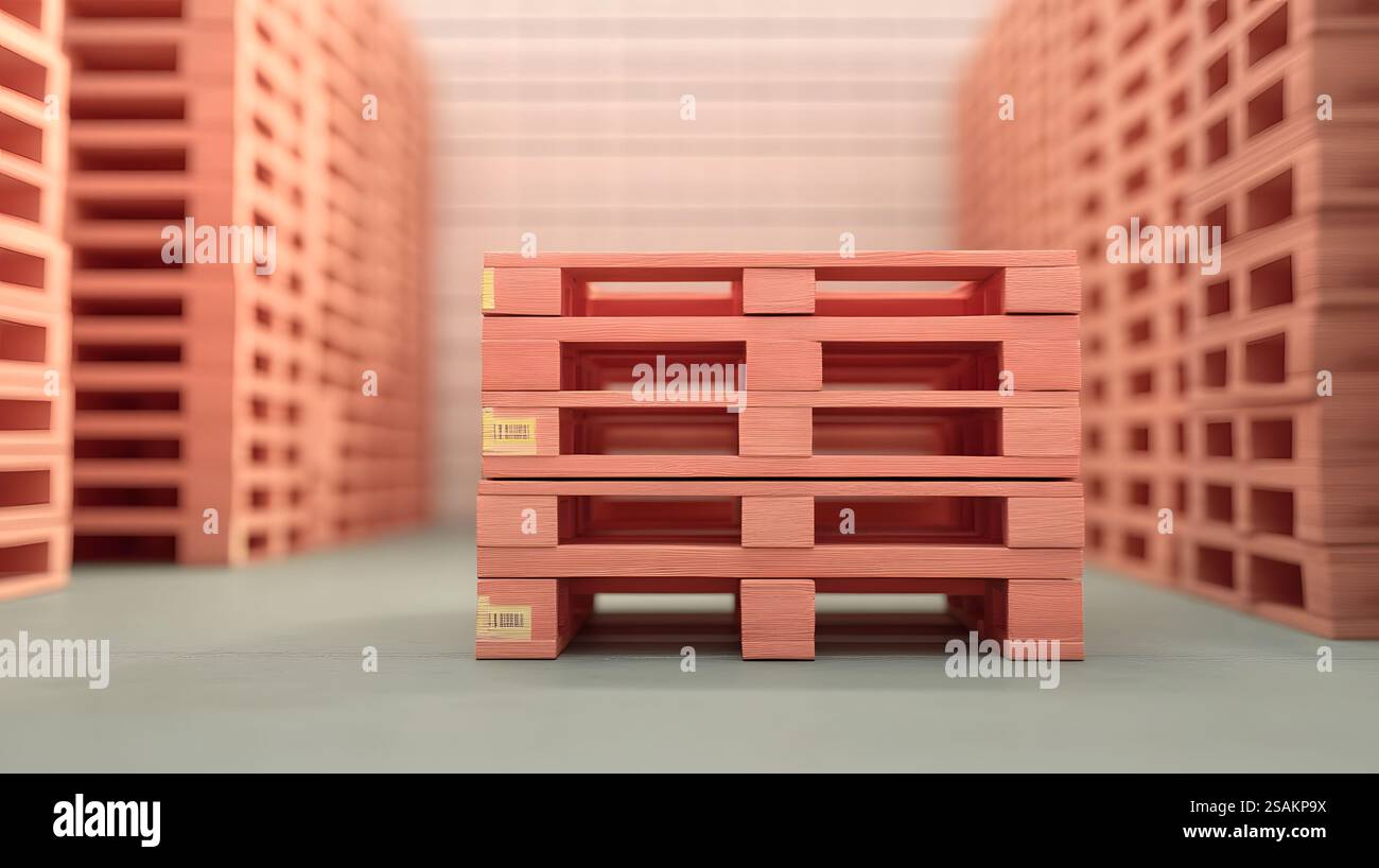 Neatly Stacked Wooden Pallets Arranged in Organized Layout Inside ...