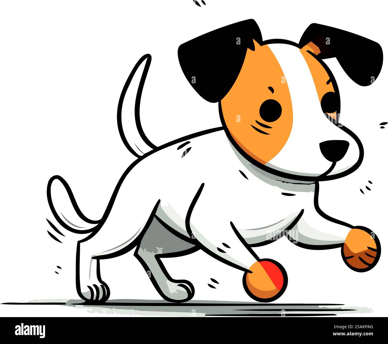 Jack russell terrier playing with ball. Vector illustration Stock ...