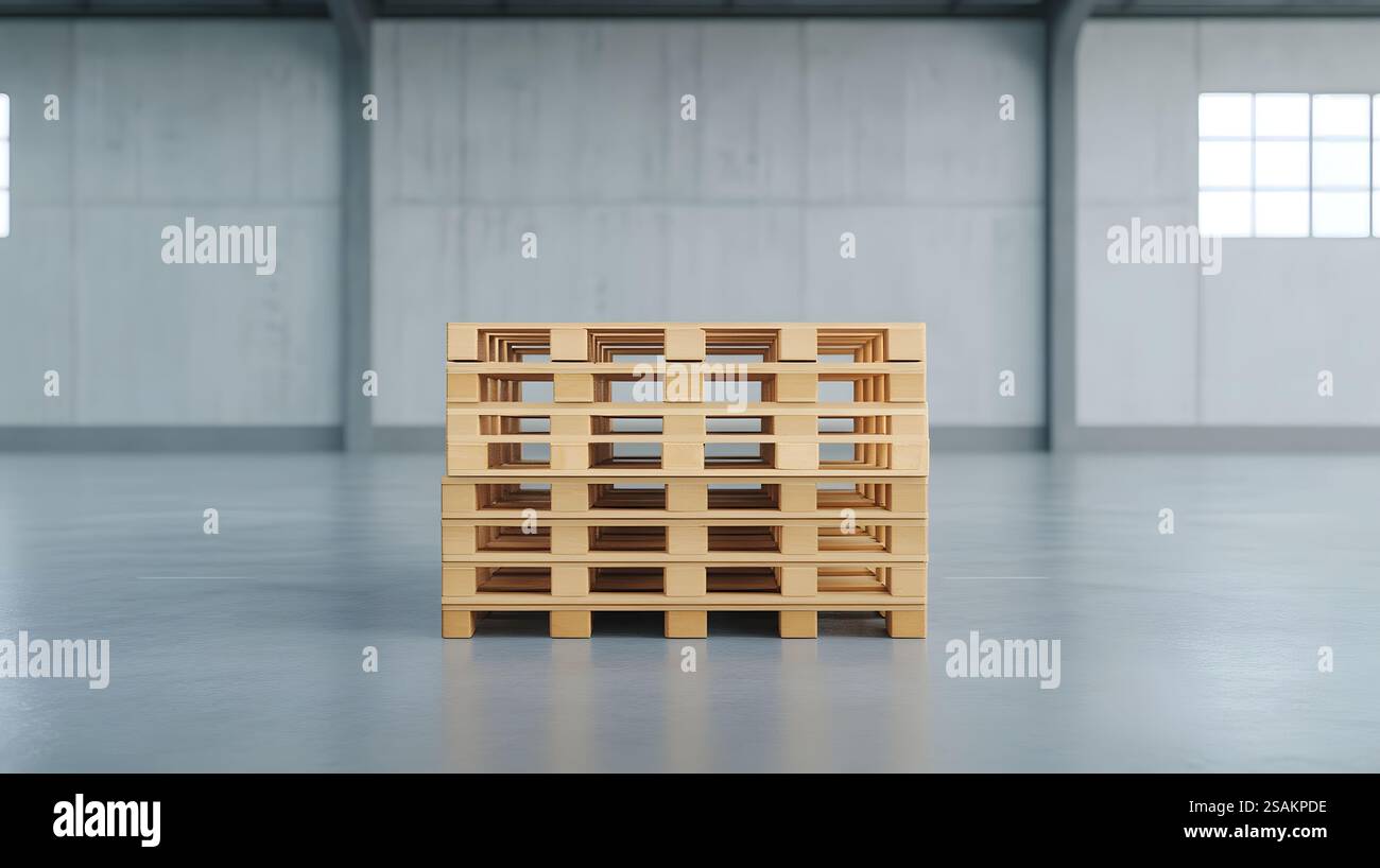 Stacked Wooden Pallets Arranged in Neat,Organized Layout Inside ...