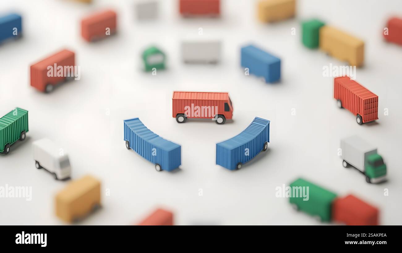 3D of a Circular Logistics Network with Various Cargo Shipping ...