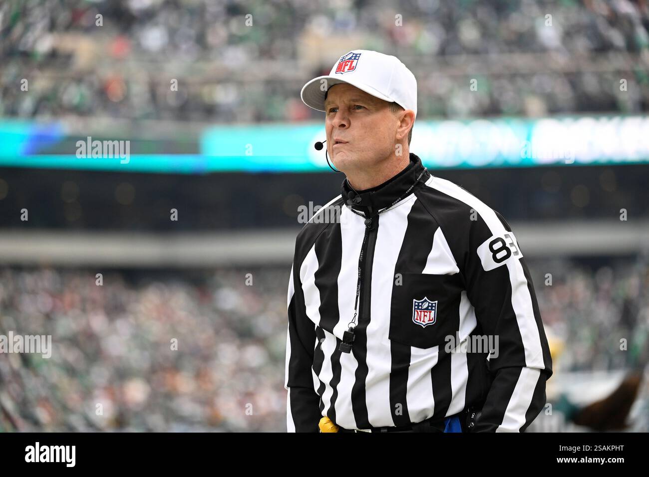January 26, 2025, Philadelphia PA; NFL referee Shawn Hochuli (83) on ...