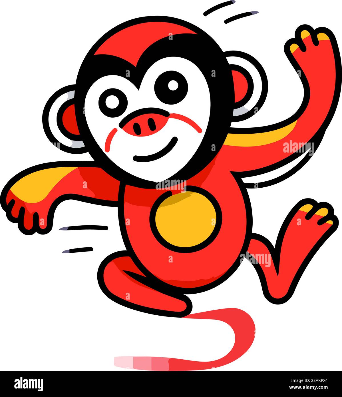 Cartoon funny monkey running. Vector illustration isolated on white ...