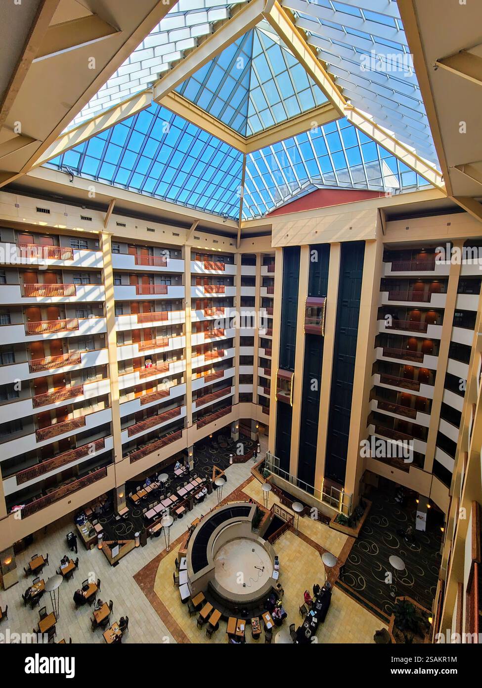 Modern Hotel Atrium with Geometric Glass Ceiling Aerial Stock Photo - Alamy