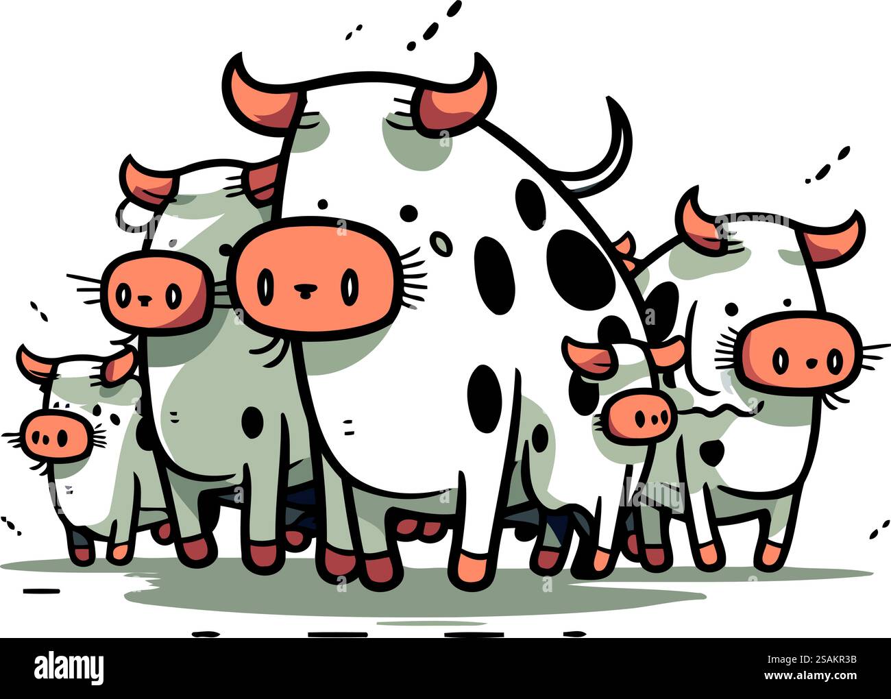 Cartoon vector illustration of a cow family. Cute farm animals Stock ...
