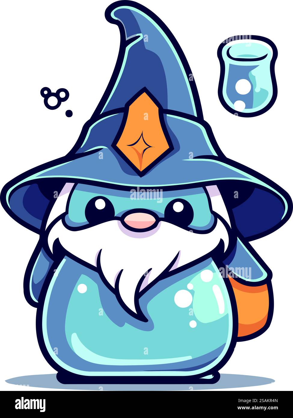 Cute cartoon Wizard in a potion bottle. Halloween vector illustration ...