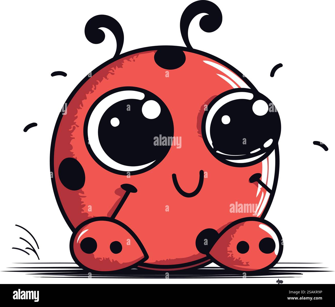 Cute cartoon ladybug with eyes. Vector illustration isolated on white ...