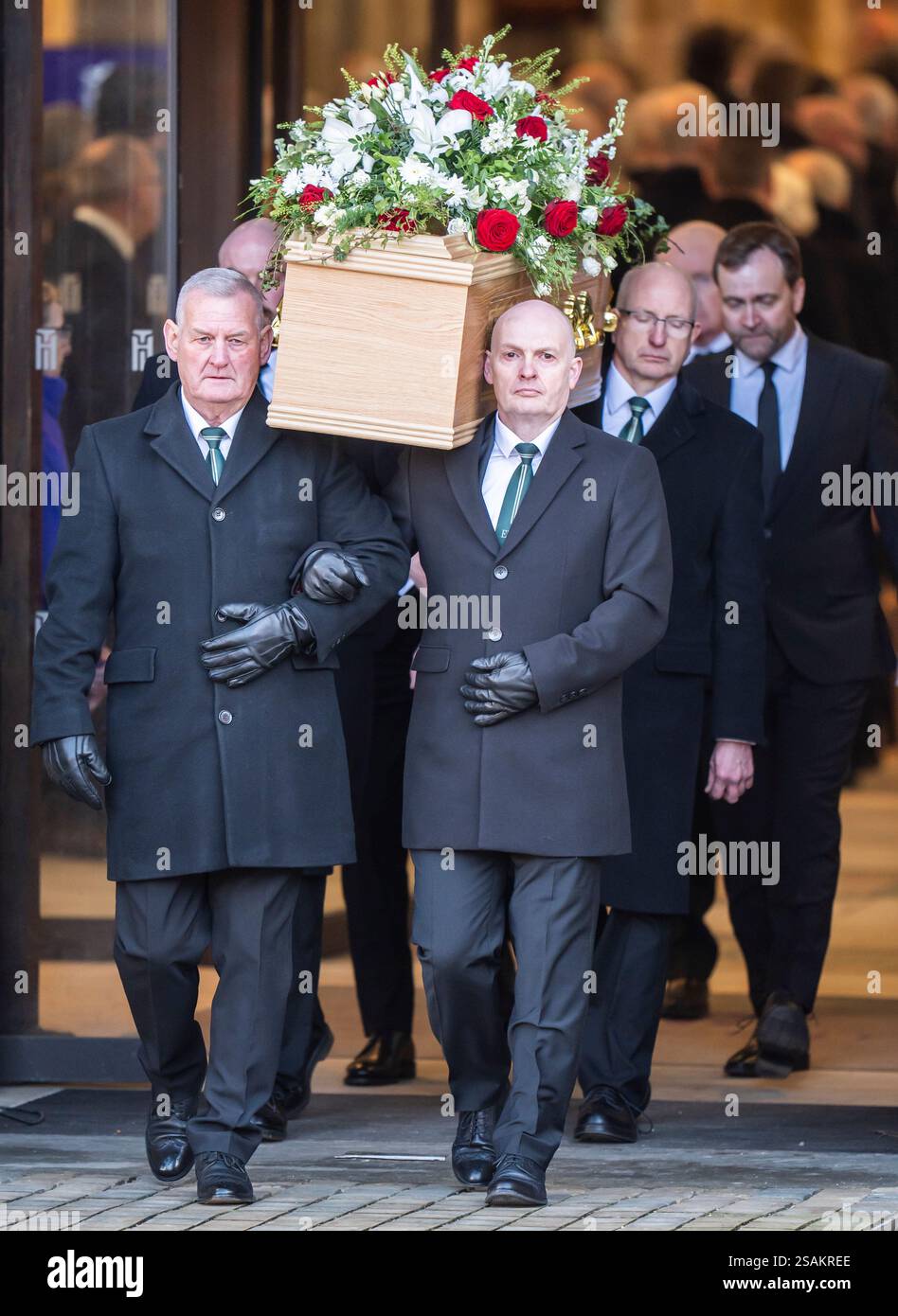 The coffin of Lord John Prescott is carried out of Hull Minster ...