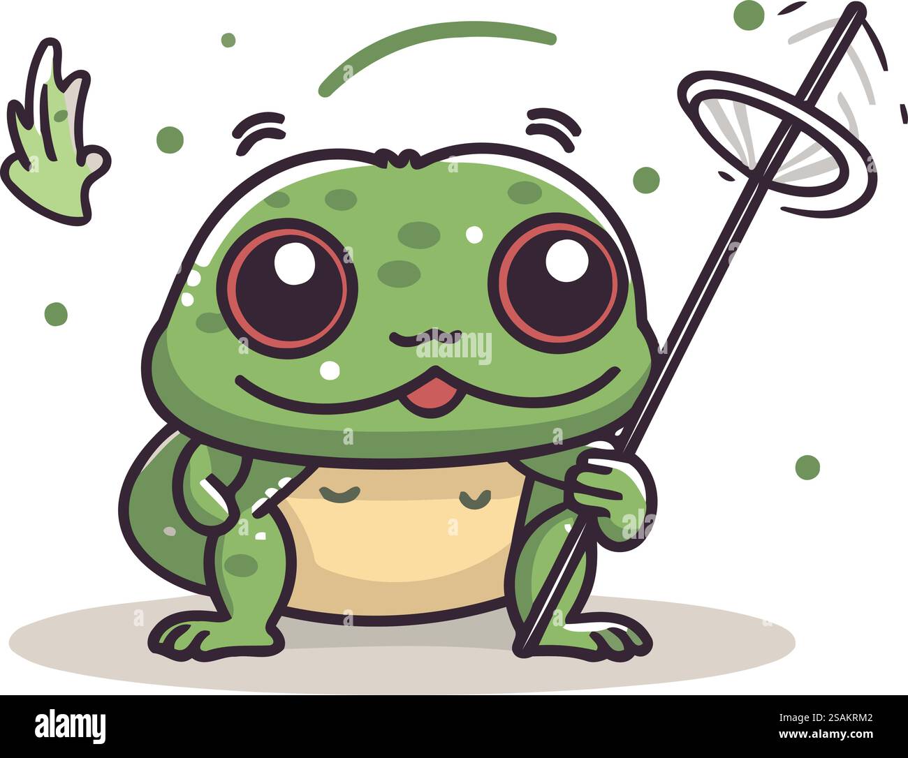 Frog with pointing stick. Cute cartoon character vector illustration ...