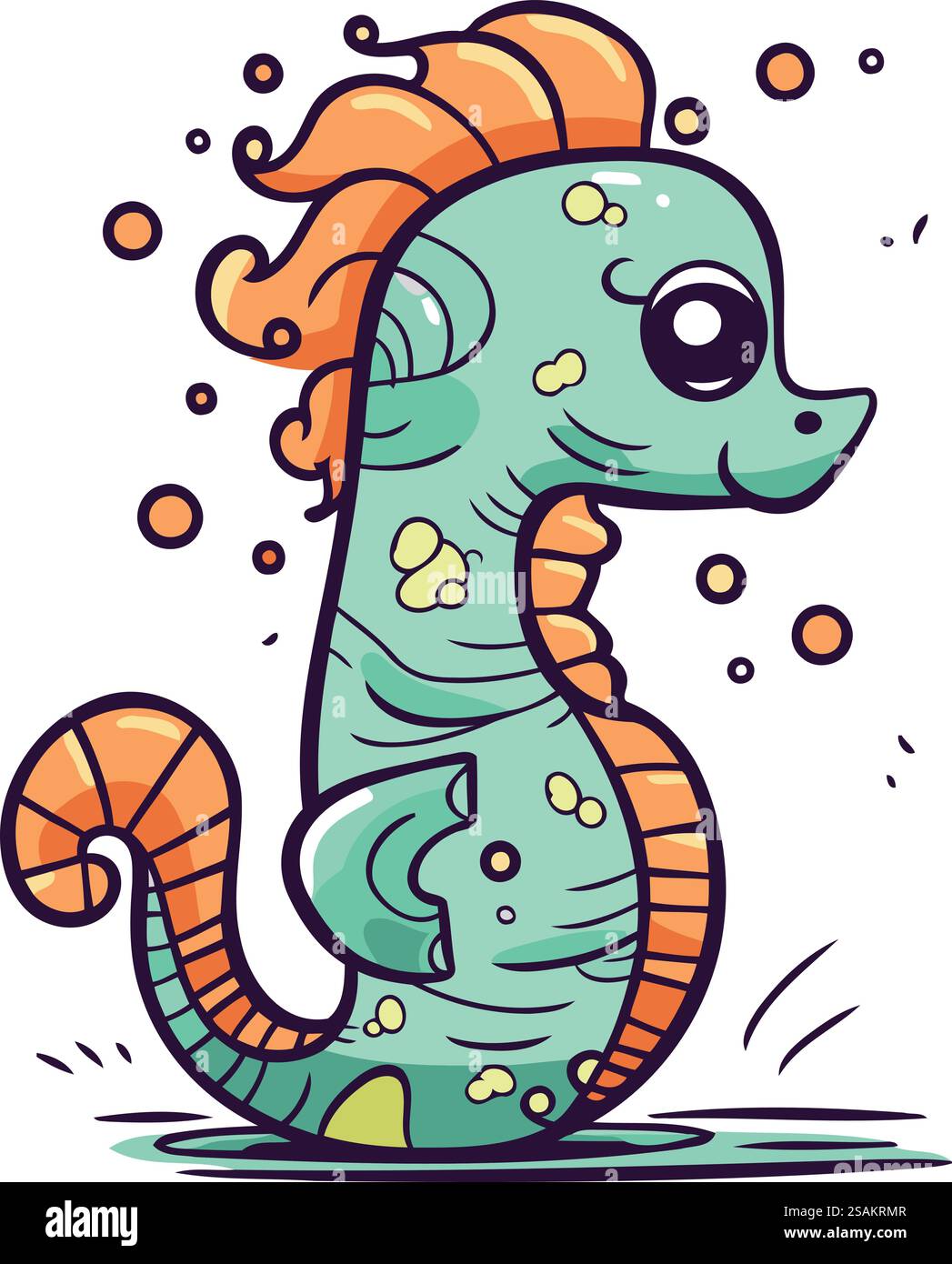 Funny cartoon seahorse. Vector illustration isolated on white ...