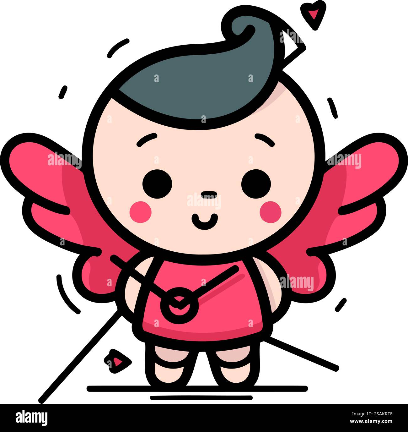 Cute little cupid with bow and arrow. Vector illustration Stock Vector ...