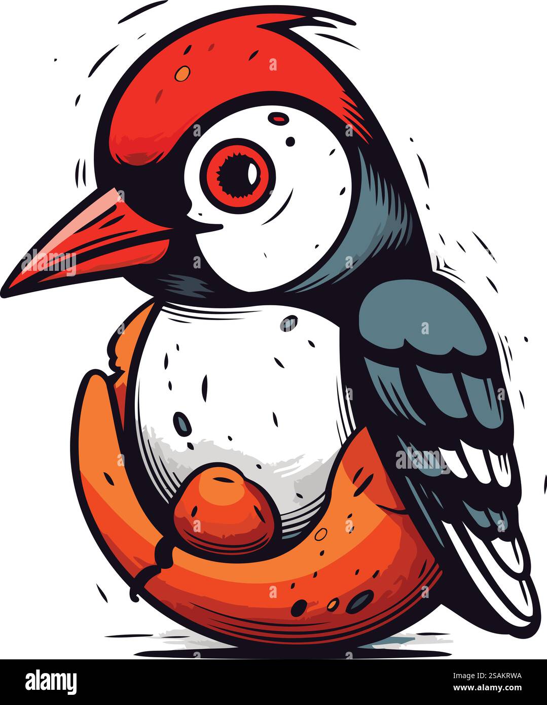 Cute cartoon woodpecker in red hat. Vector illustration Stock Vector ...