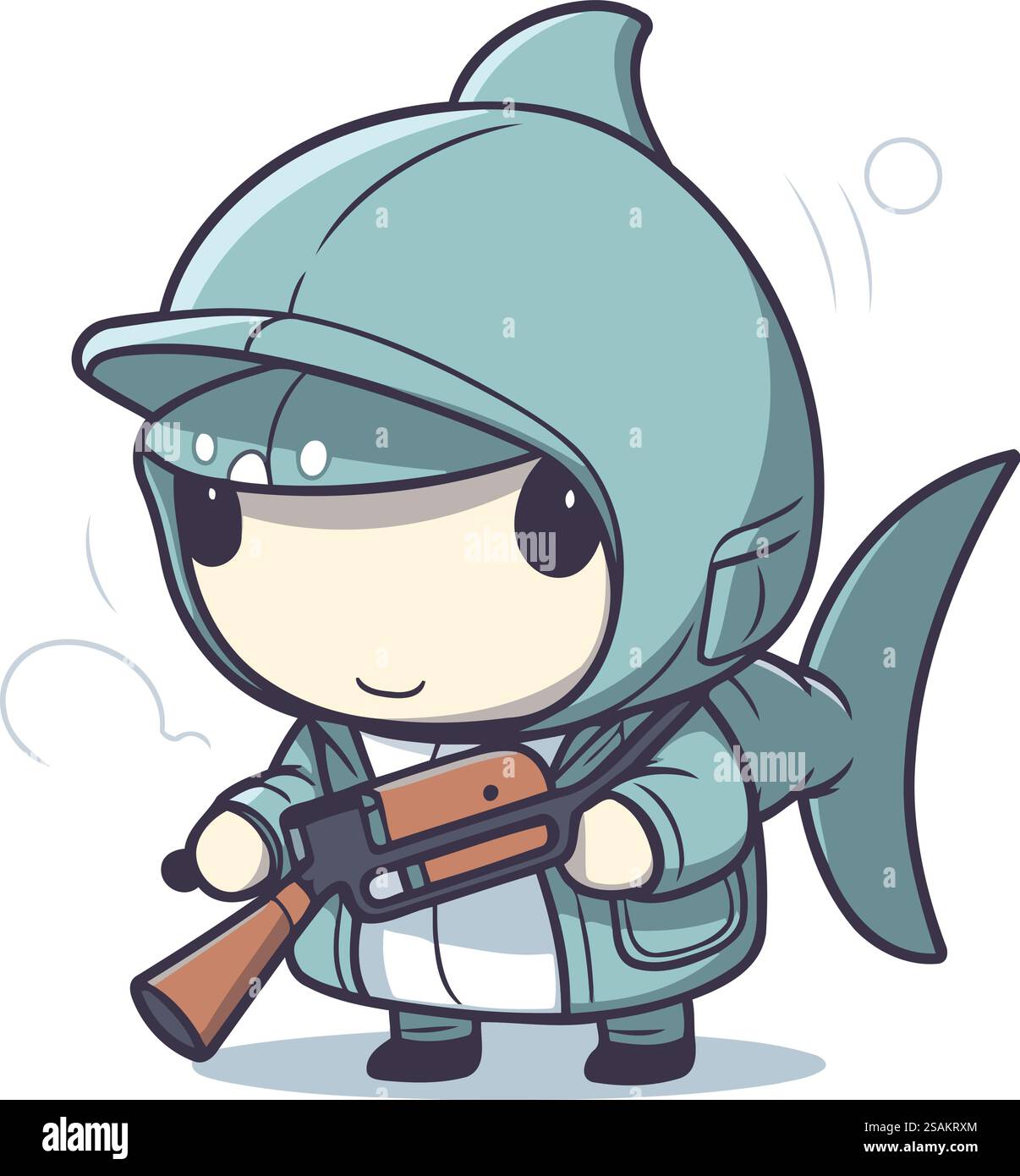 Cartoon killer shark with gun. Vector illustration of a cartoon killer shark Stock Vector Image ...