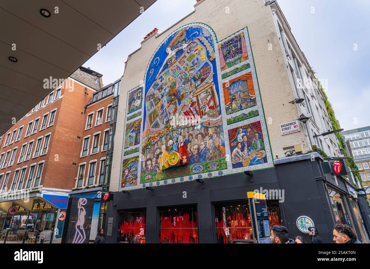 Spirit of Soho mural at the junction of Carnaby Street and Broadwick ...