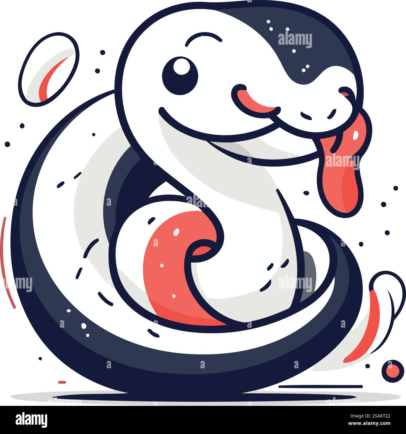 Cartoon snake with blood on its body. Vector illustration in a flat ...