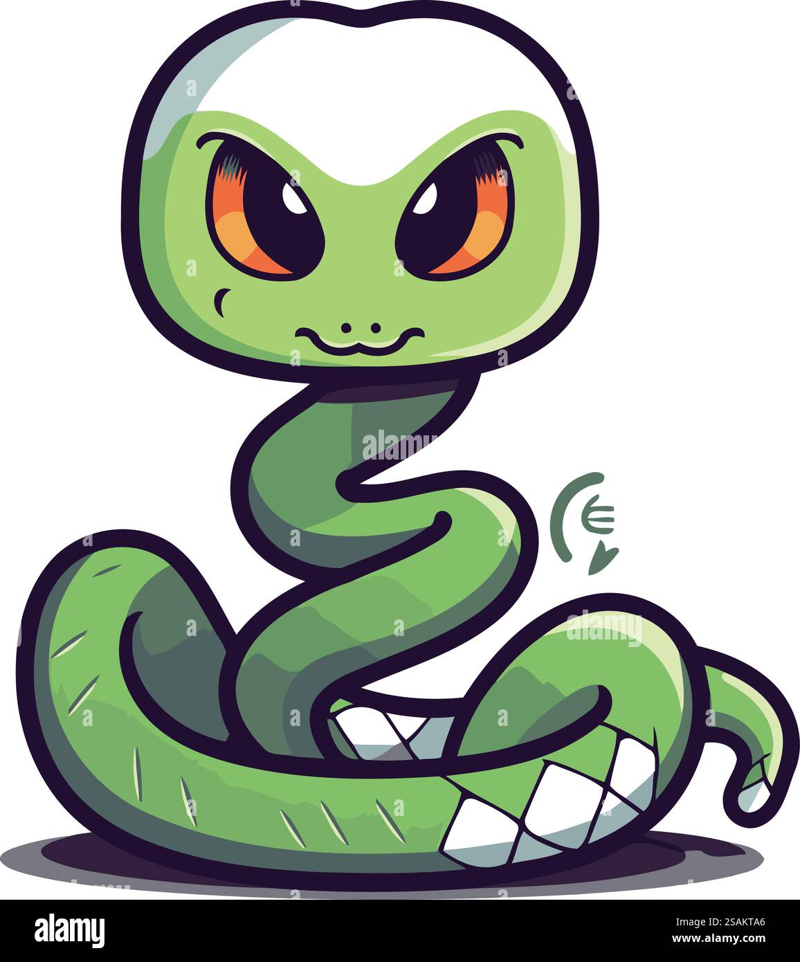 Cute snake character isolated on a white background. Vector ...
