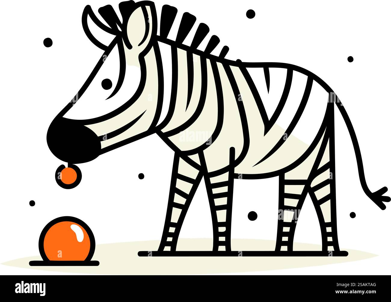 Zebra eating orange. Vector illustration in doodle style Stock Vector ...