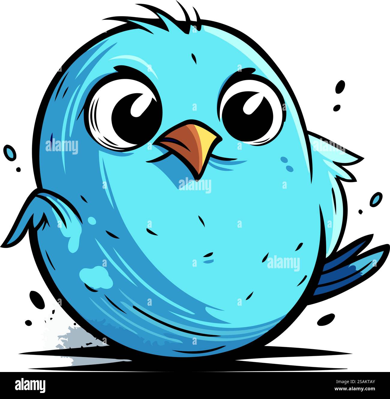 Cute blue bird cartoon isolated on white background. Vector ...