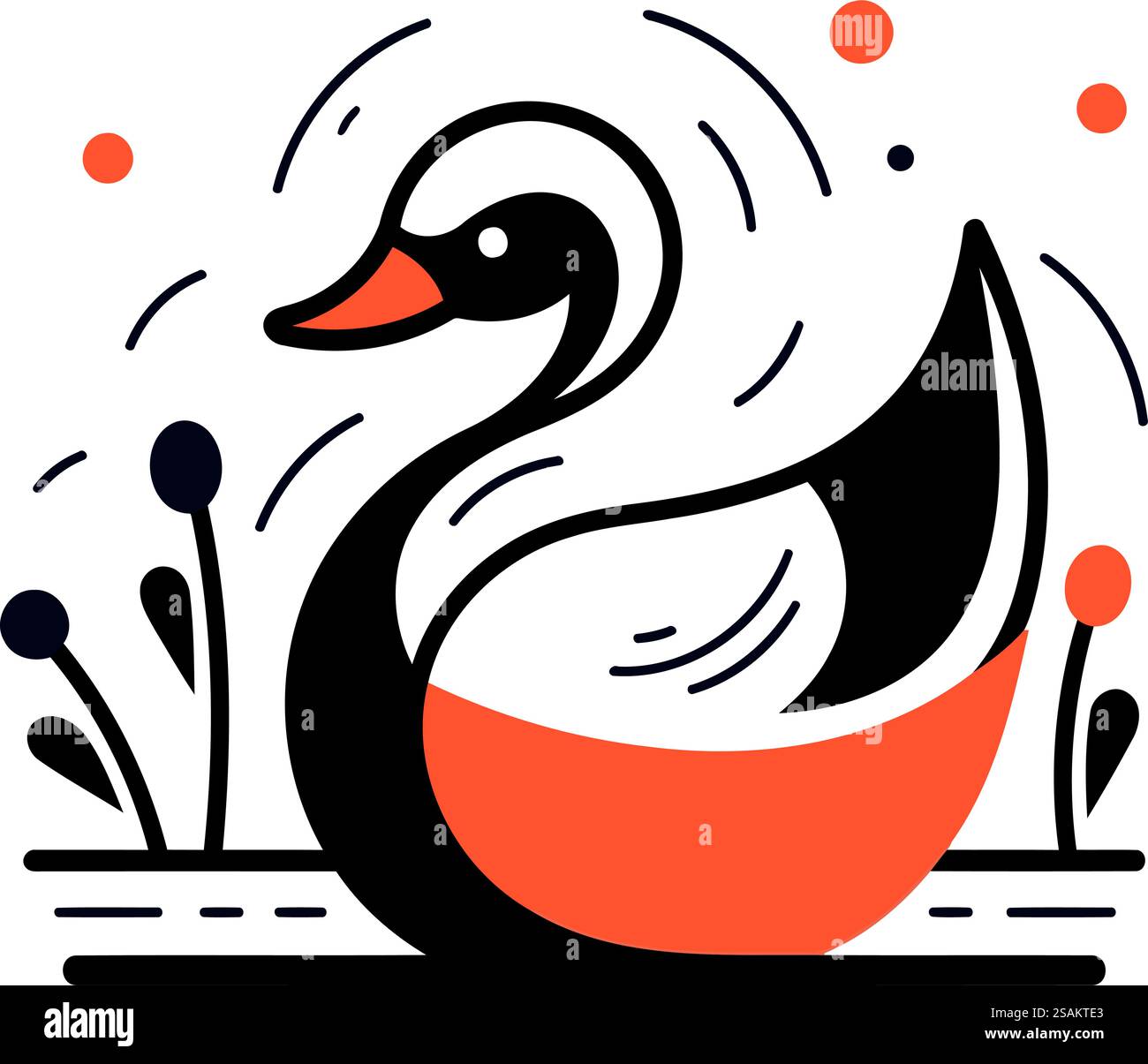 Vector illustration of a stylized swan on a white background Stock ...