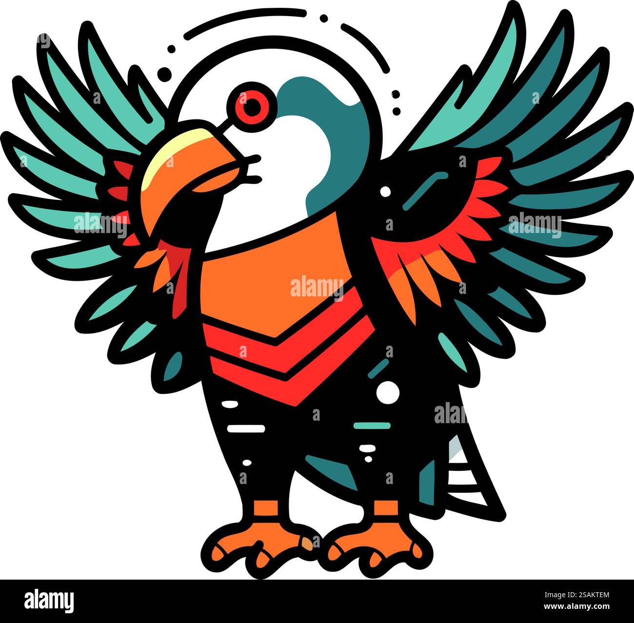 Vector illustration of a cartoon bald eagle with an open beak Stock ...