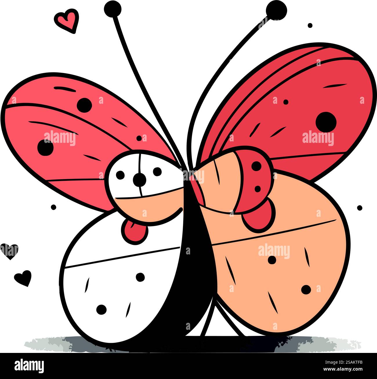 Butterfly cartoon vector illustration. Cute hand drawn butterfly Stock Vector Image & Art - Alamy
