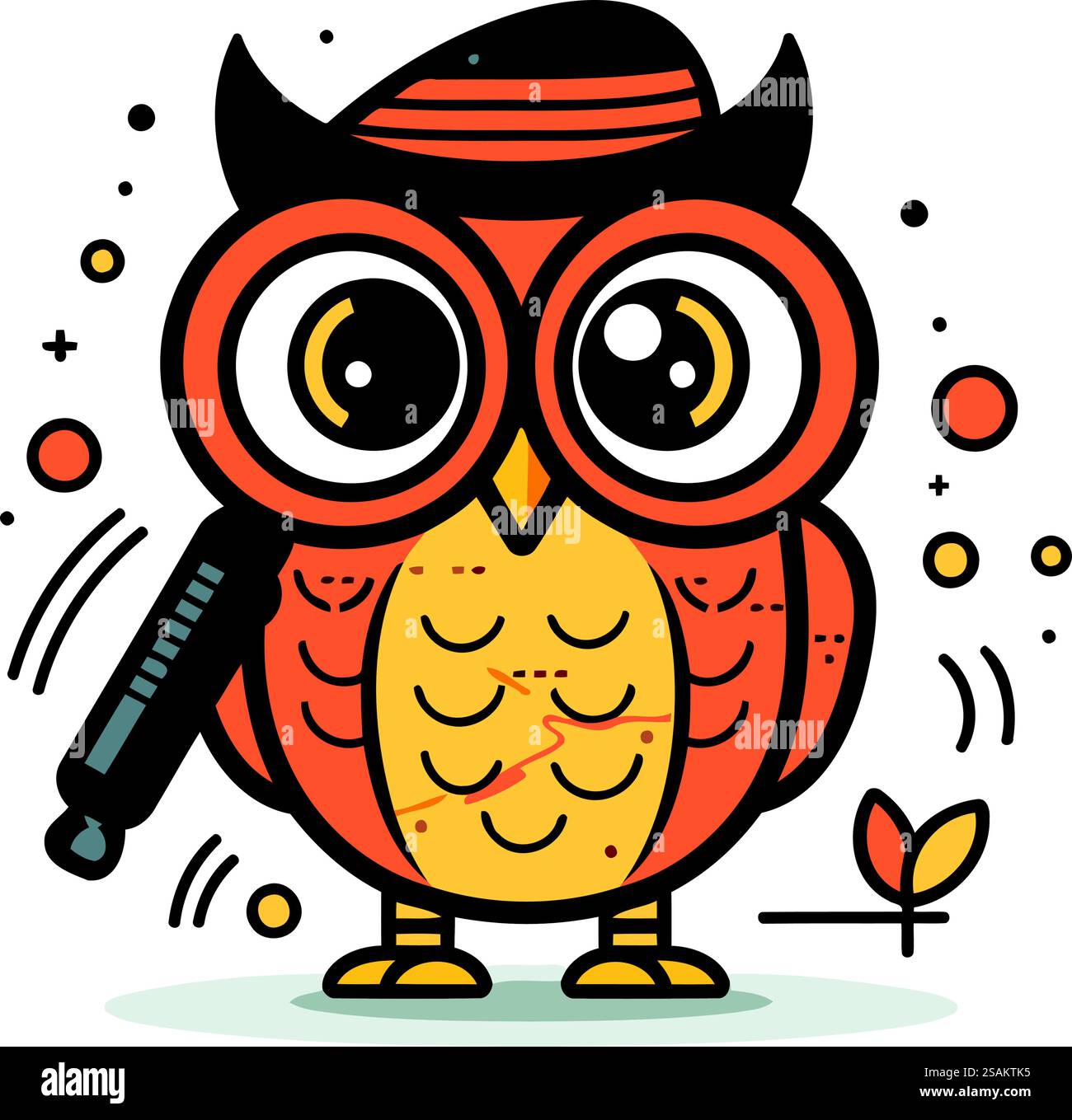 Owl with a smoking pipe. Vector illustration in flat style Stock Vector ...