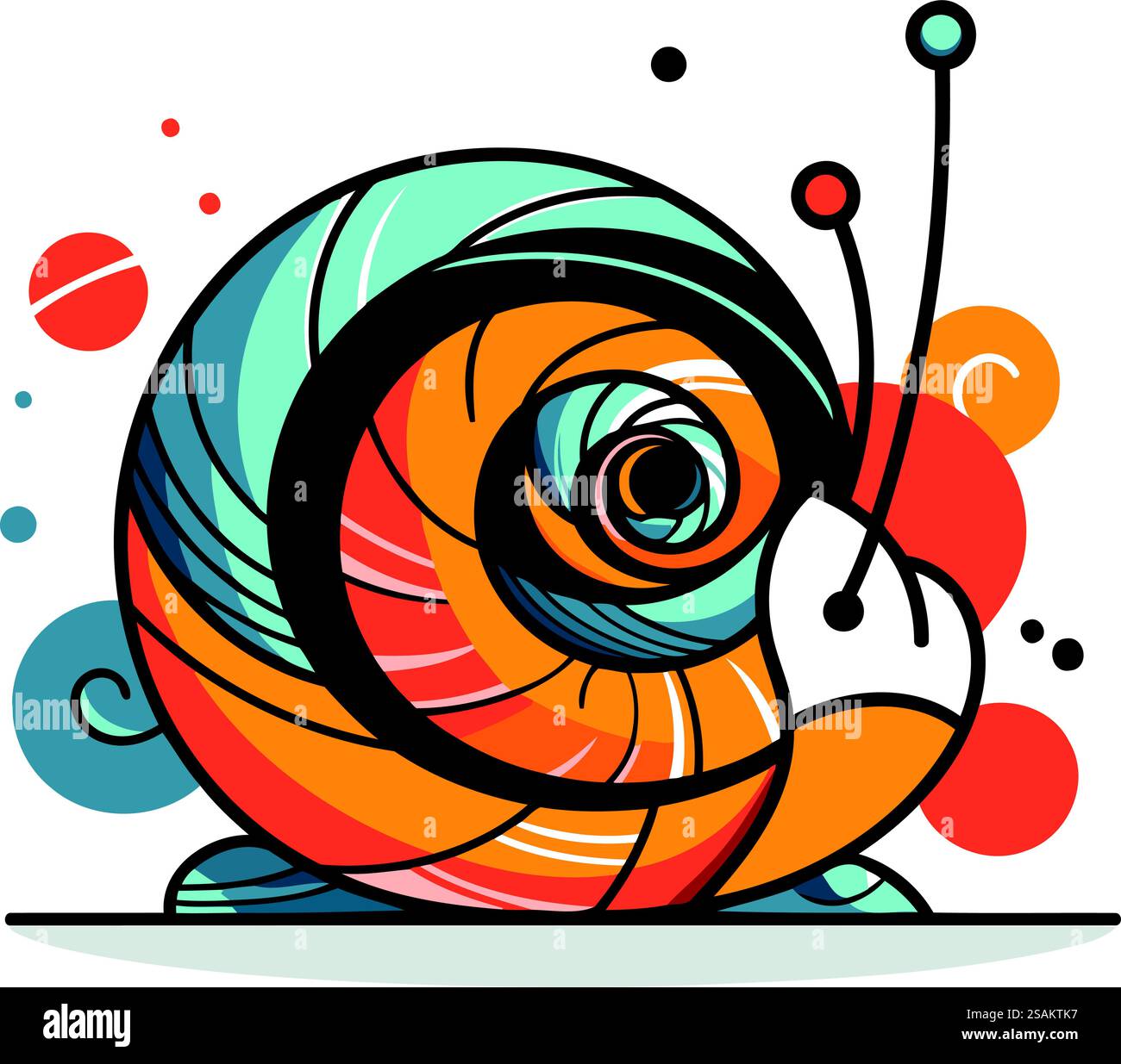 Colorful abstract vector illustration of spiral snail. Isolated on ...