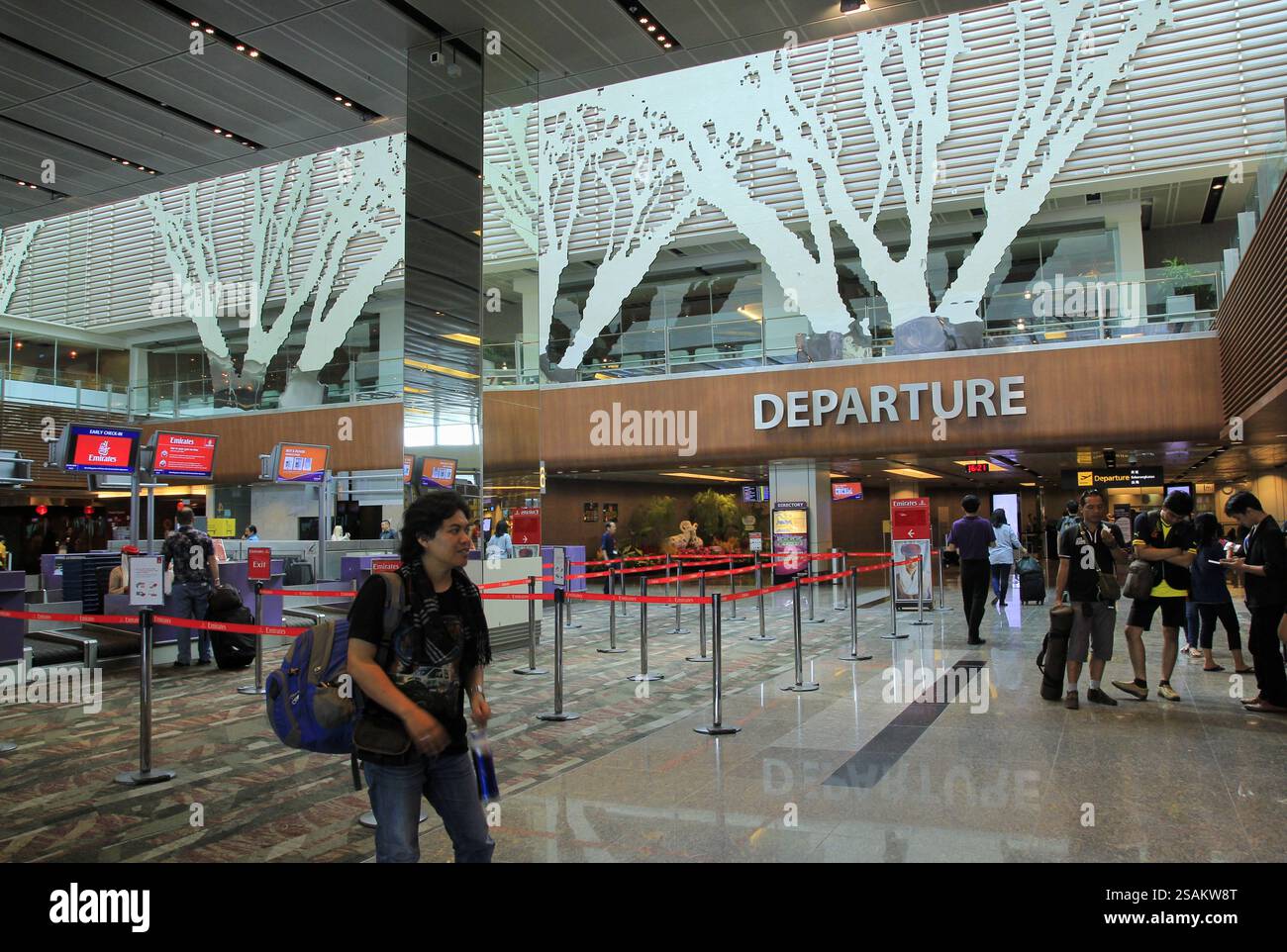 Foreign tourists arriving at the arrival area of Changi International ...