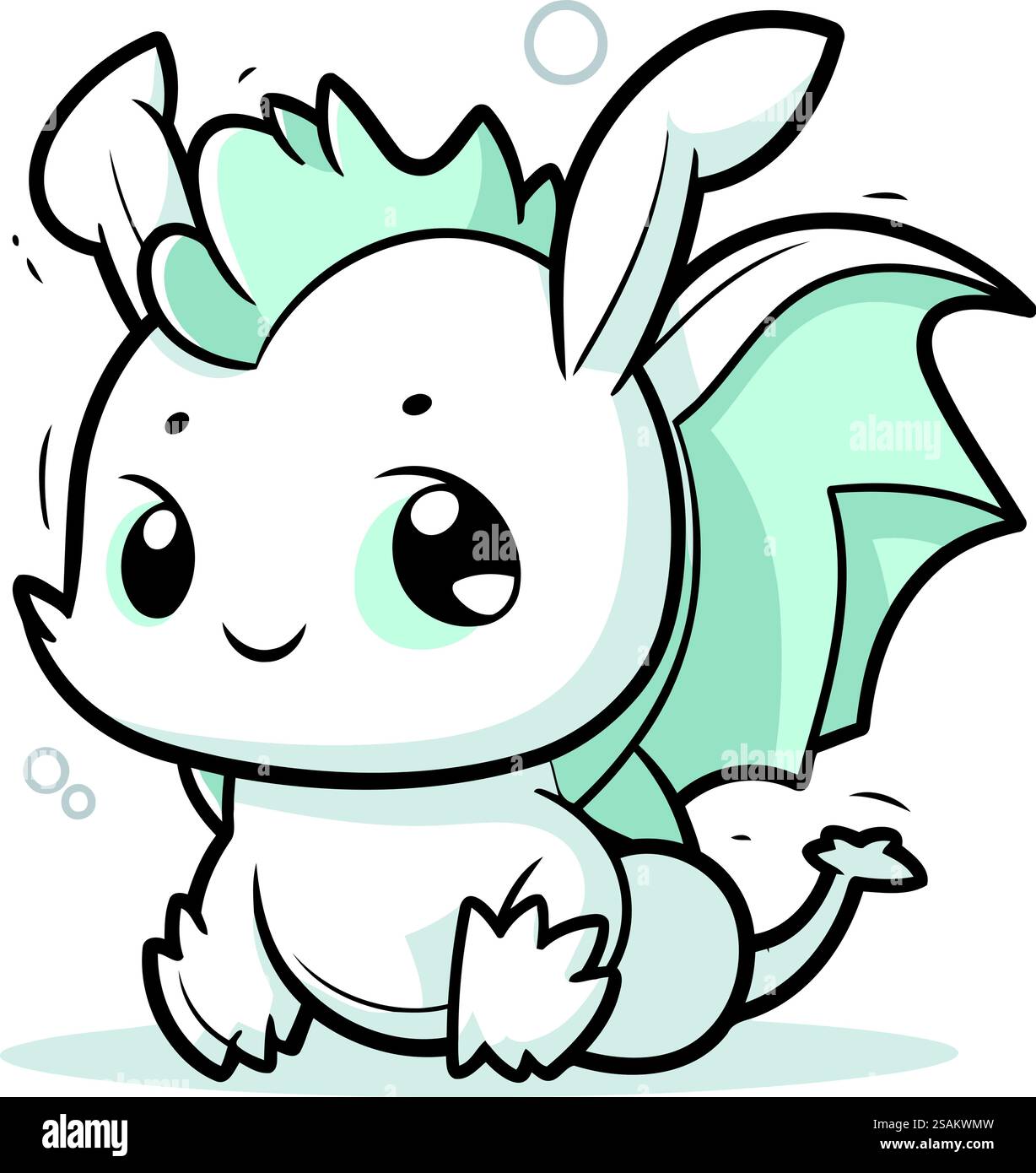 Cute cartoon baby dragon. Vector illustration of a cute little baby ...