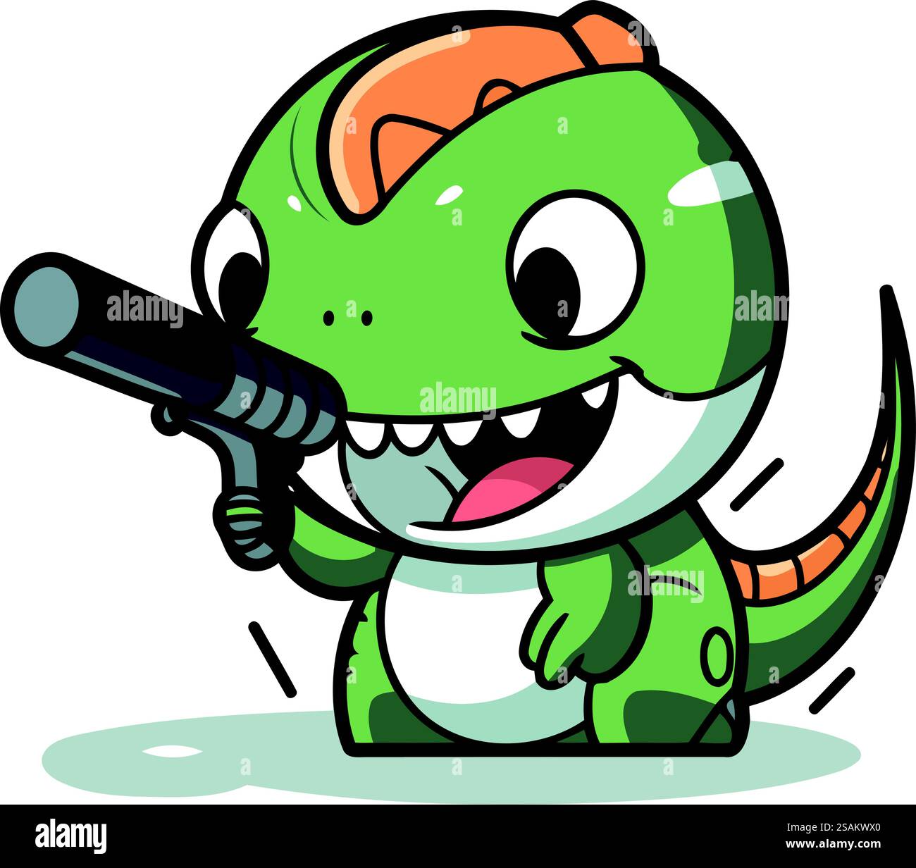 Cute crocodile with a gun in his hand. Vector illustration Stock Vector ...