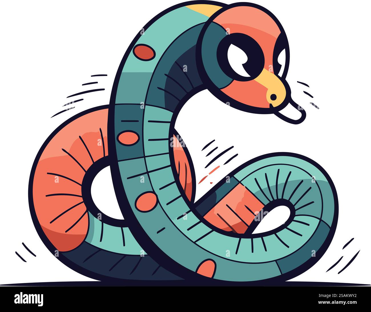 Cute cartoon snake. Vector illustration isolated on a white background ...