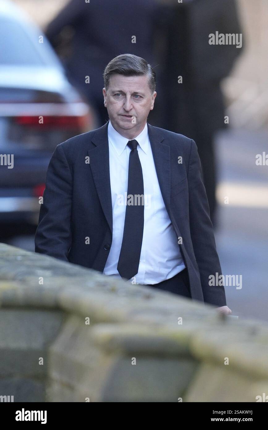 Douglas Alexander leaving following the funeral service of Lord John ...