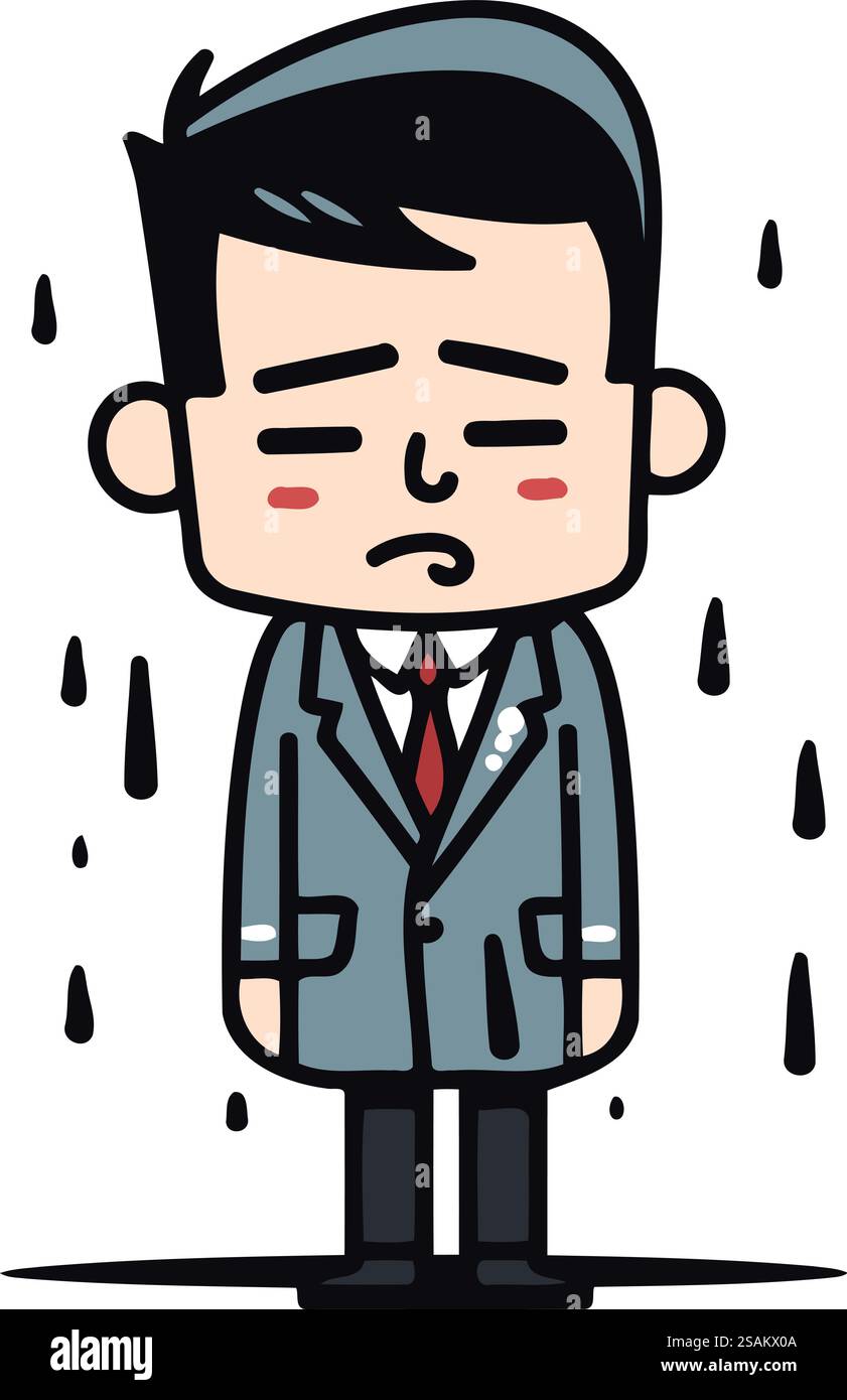 Businessman feeling sad. vector illustration cartoon character doodle ...