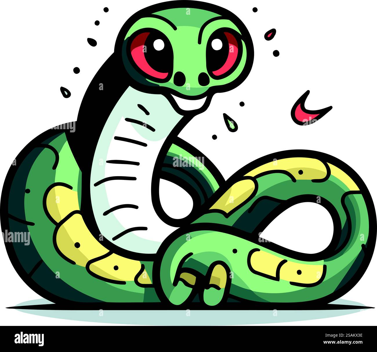 Cute cartoon snake. Vector illustration on white background. Isolated Stock Vector Image & Art ...